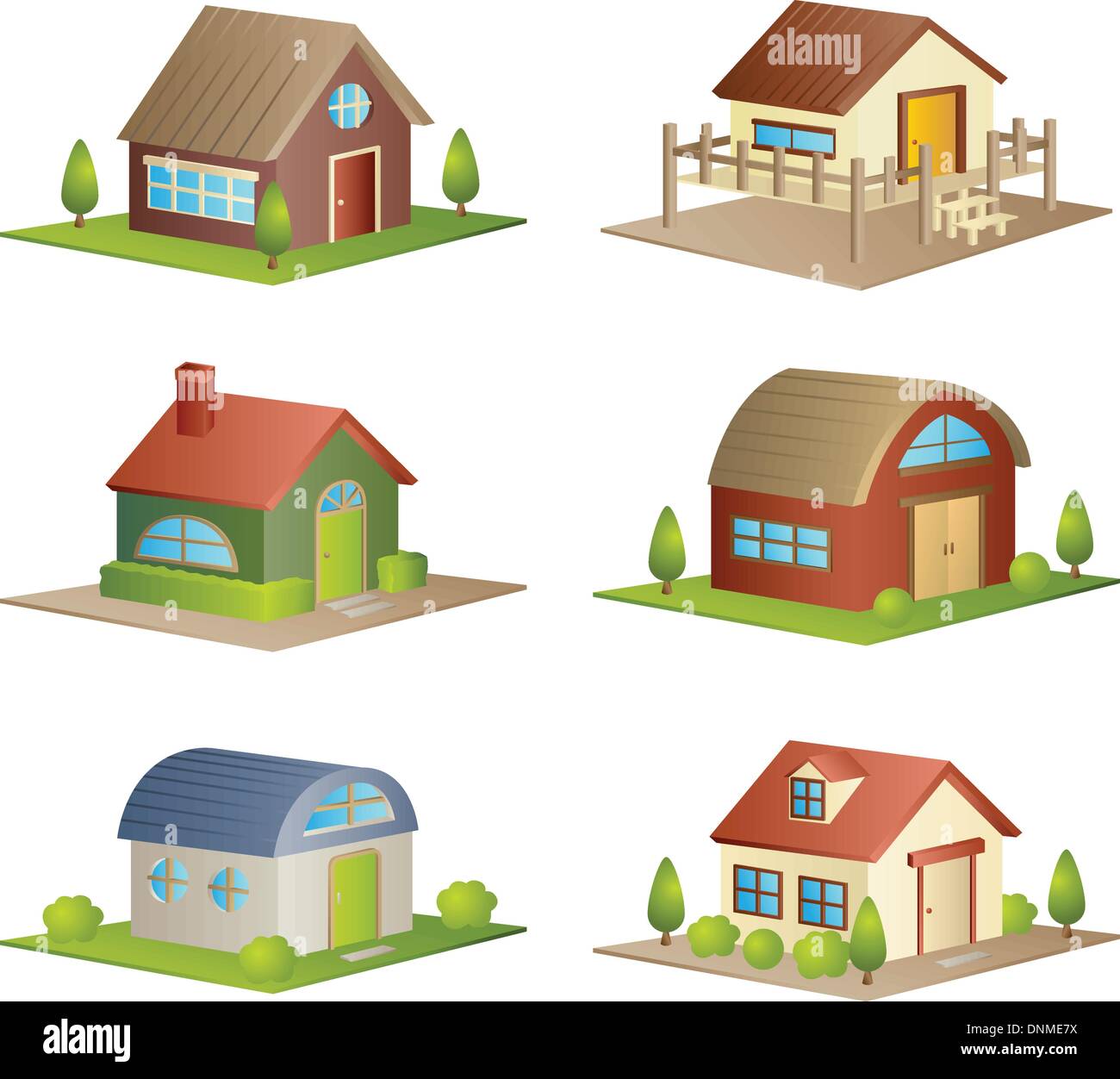 A vector illustration of a collection of different houses Stock Vector ...