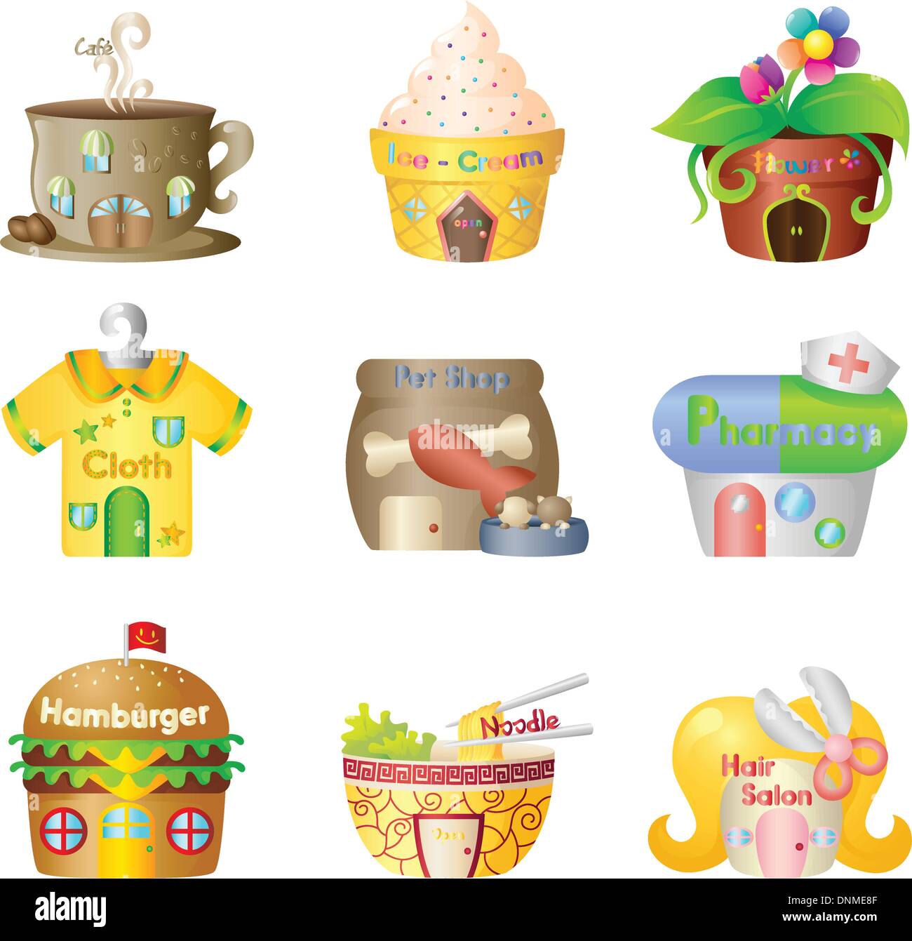 Background of shops Stock Vector Images - Alamy