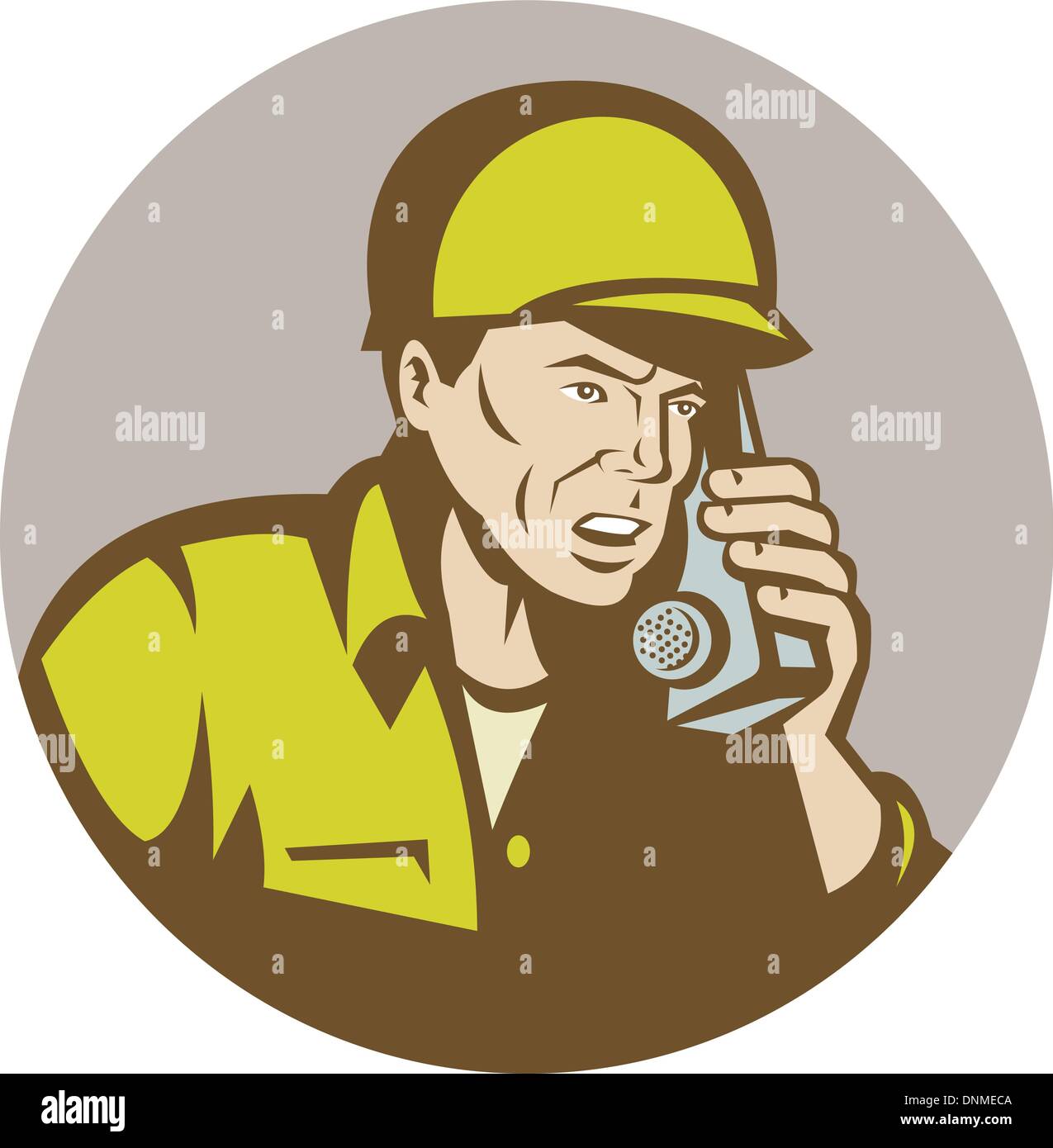 illustration of a World War two american Soldier talking on radio set ...