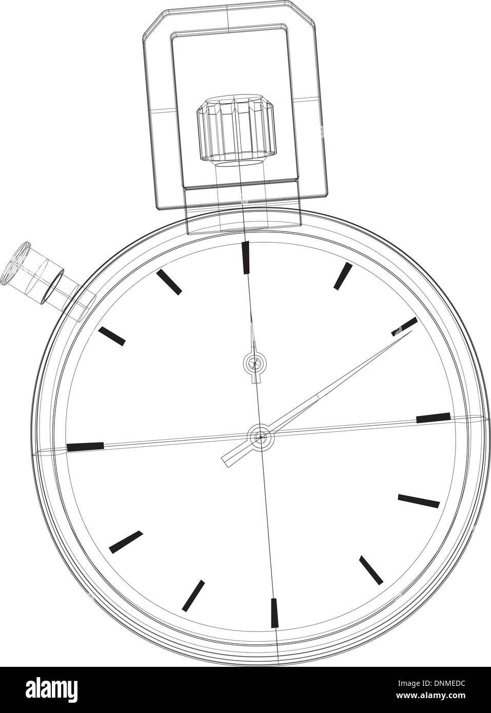 Illustration of stopwatch wireframe line drawing front view Stock ...