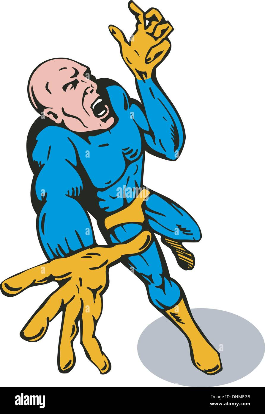 illustration of a cartoon super hero running punching isolated on white ...