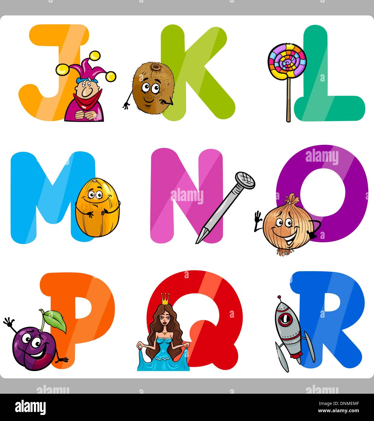 Cartoon Illustration of Funny Capital Letters Alphabet with Objects for ...