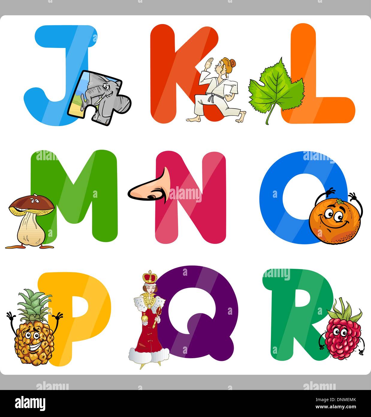 Cartoon Illustration of Funny Capital Letters Alphabet with Objects for ...