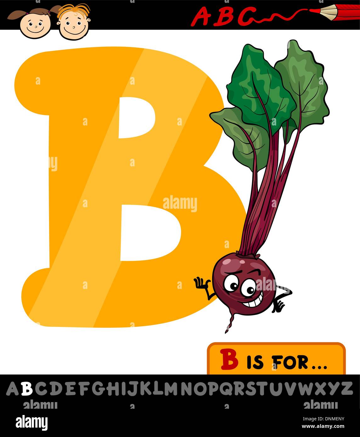 Cartoon Illustration of Capital Letter B from Alphabet with Beet ...