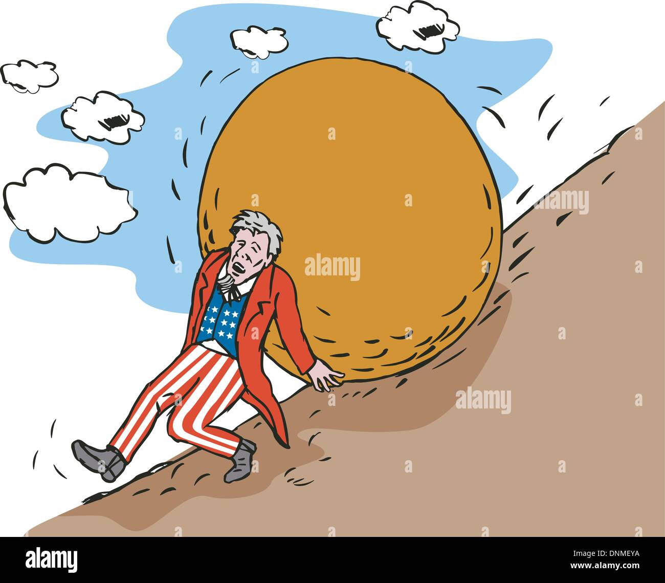 Illustration of Uncle Sam with stars and stripes American flag rolling ...