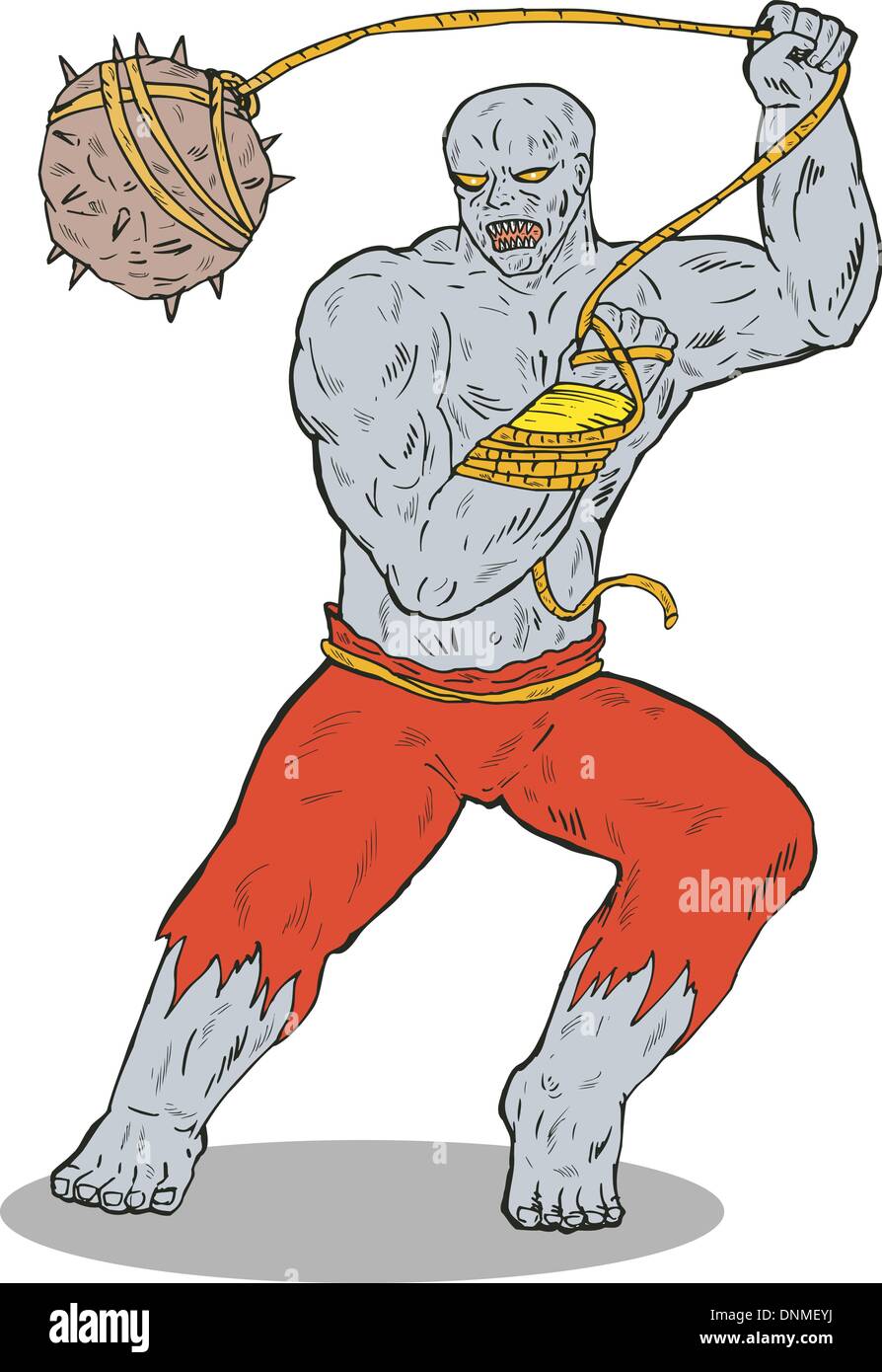 Illustration of an angry villain monster hulk swinging rock isolated on ...