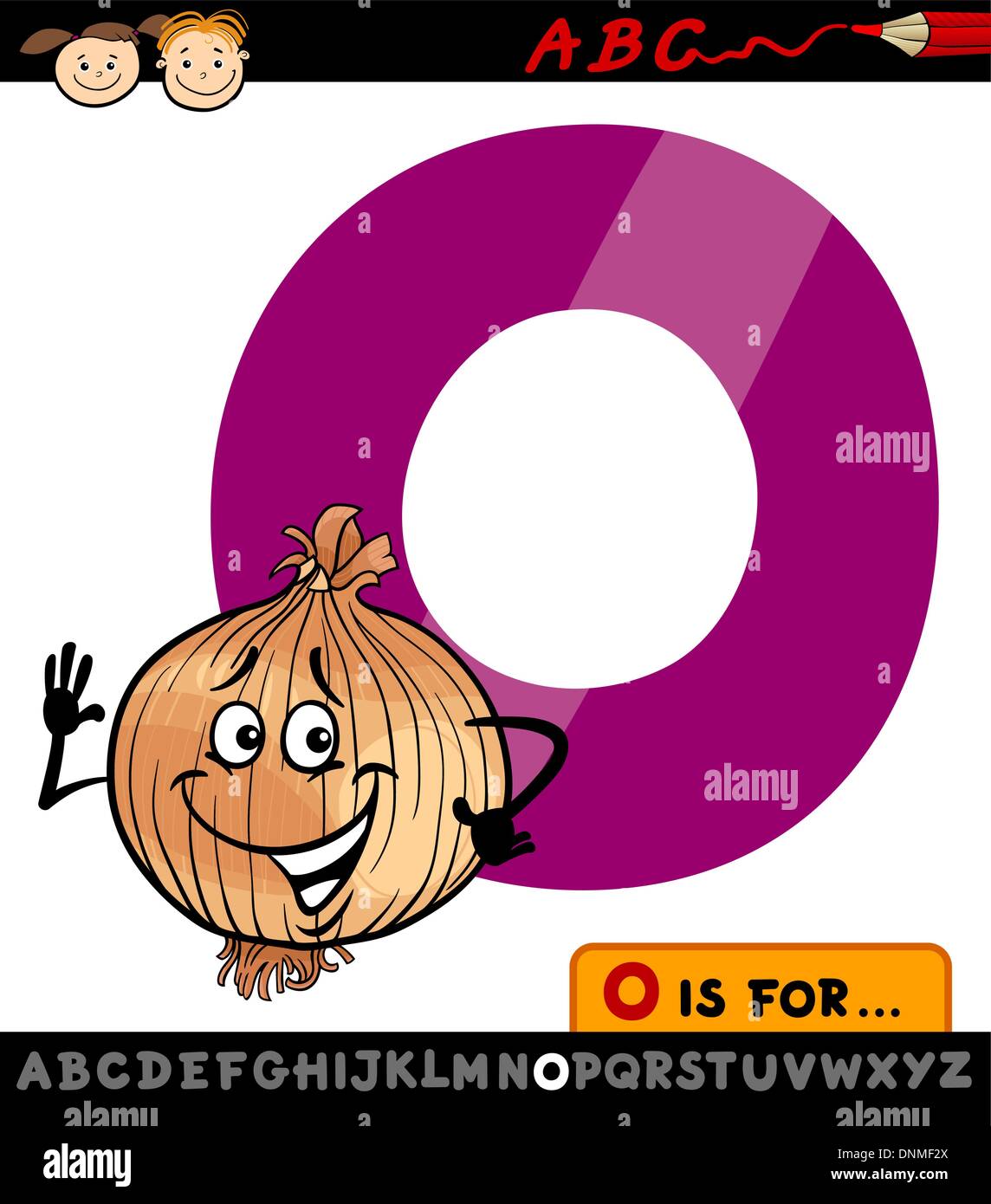 Cartoon Illustration of Capital Letter O from Alphabet with Onion for ...