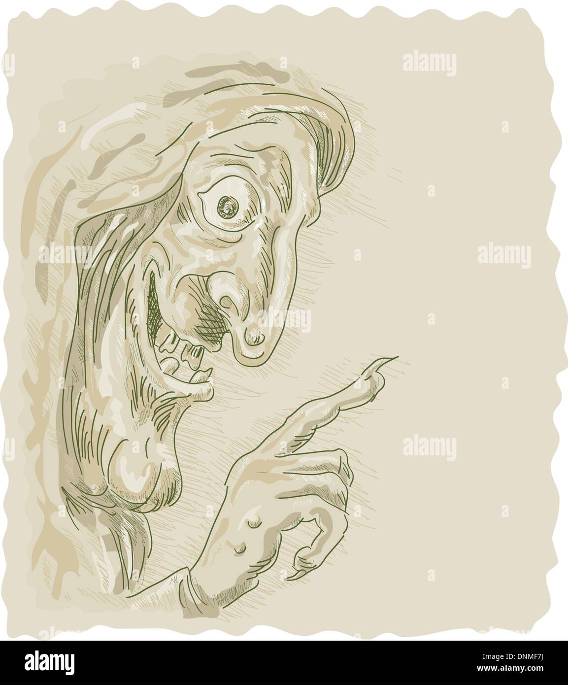 illustration of a Witch or warlock pointing a finger Stock Vector Image ...