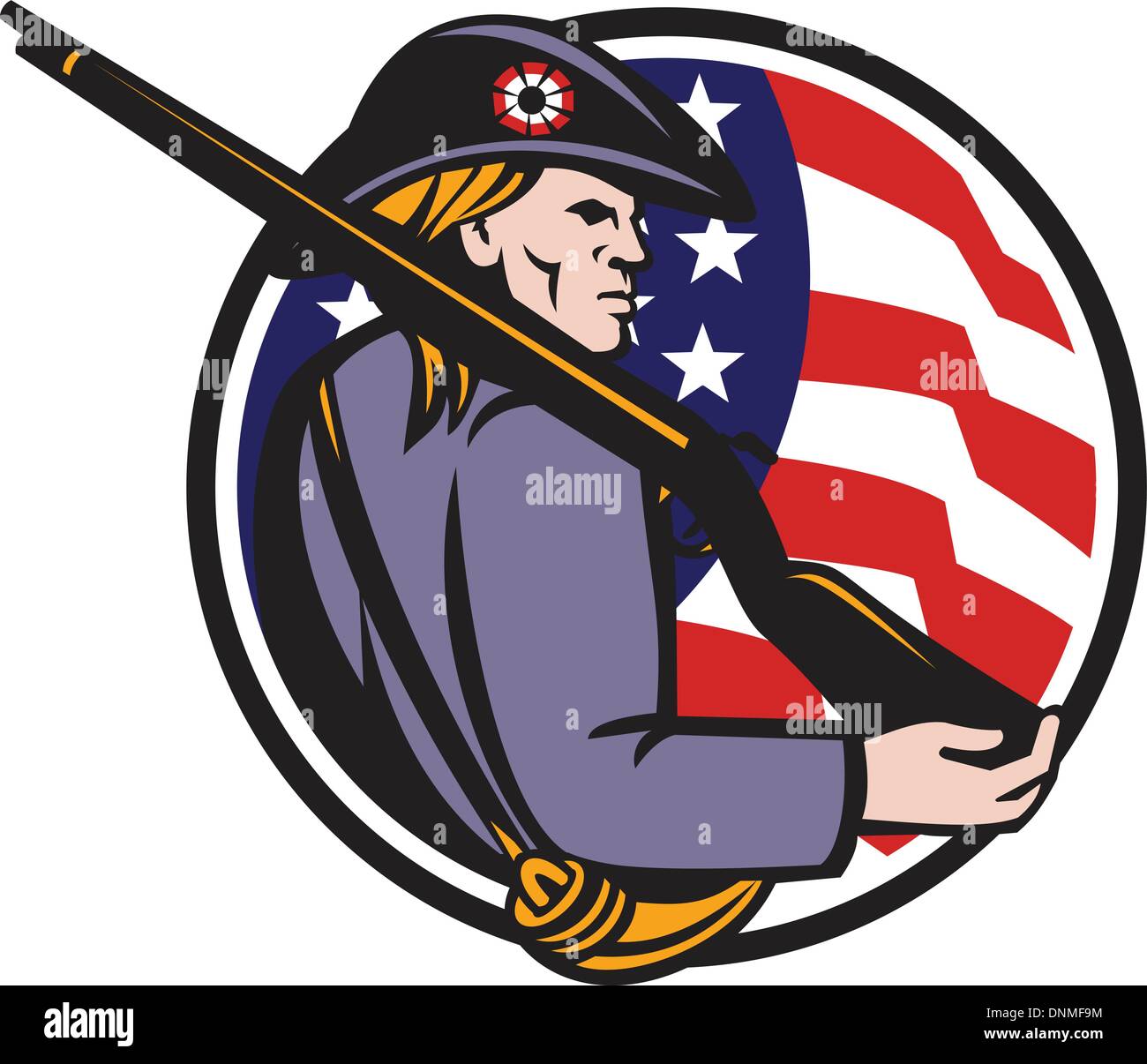 American revolutionary minuteman soldier rifle Stock Vector Images - Alamy