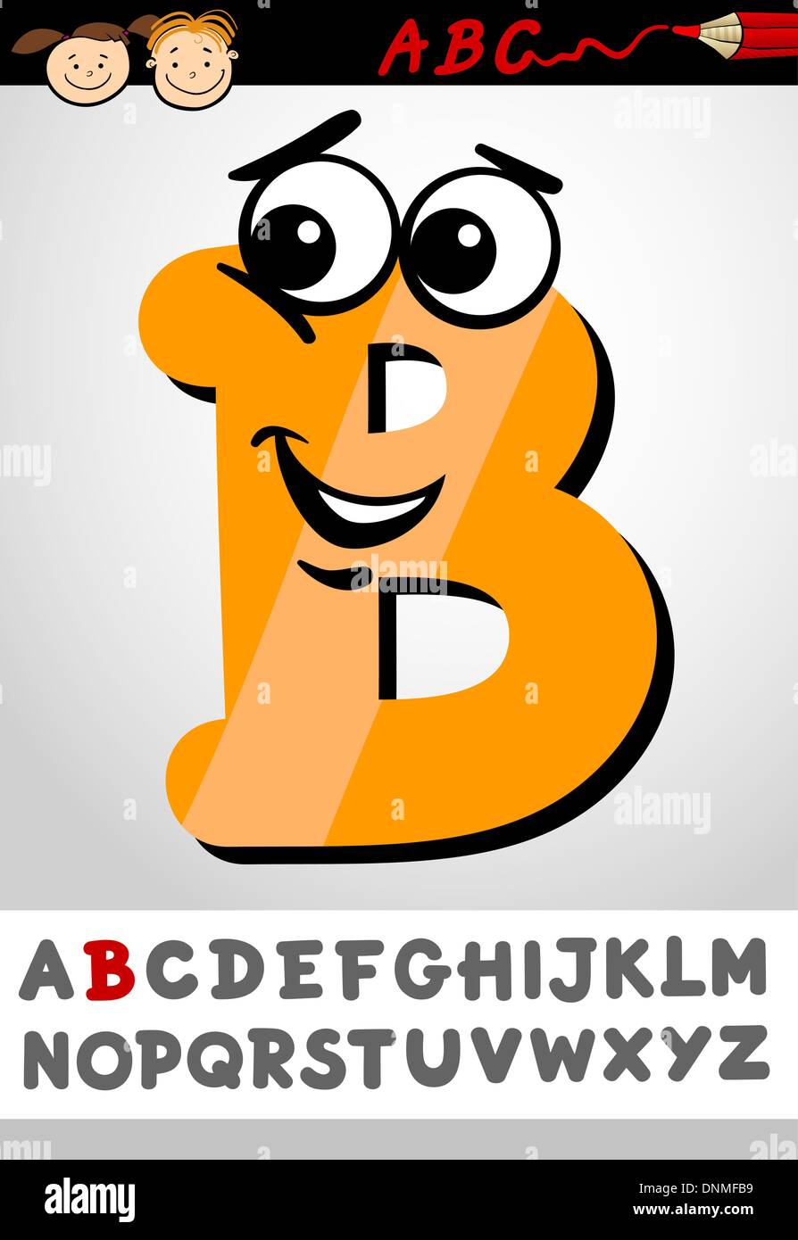 Cartoon Illustration of Cute Capital Letter B from Alphabet for ...