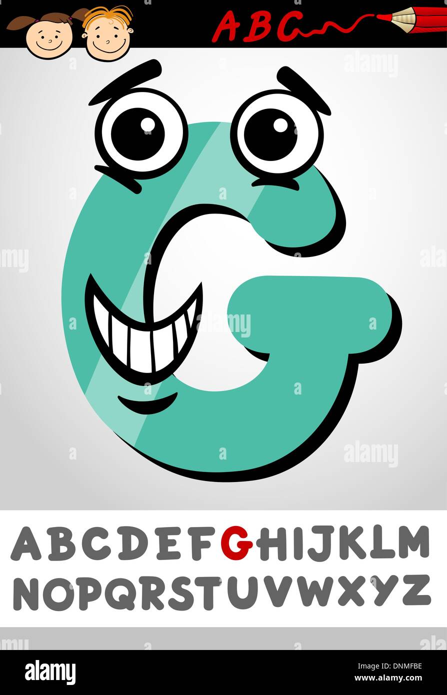 Cartoon Illustration of Cute Capital Letter G from Alphabet for ...