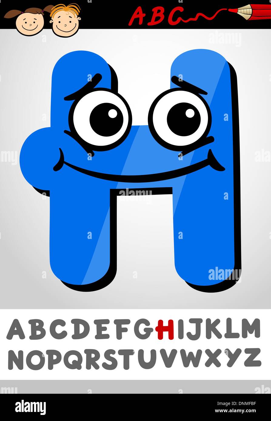 Cartoon Illustration of Cute Capital Letter H from Alphabet for ...