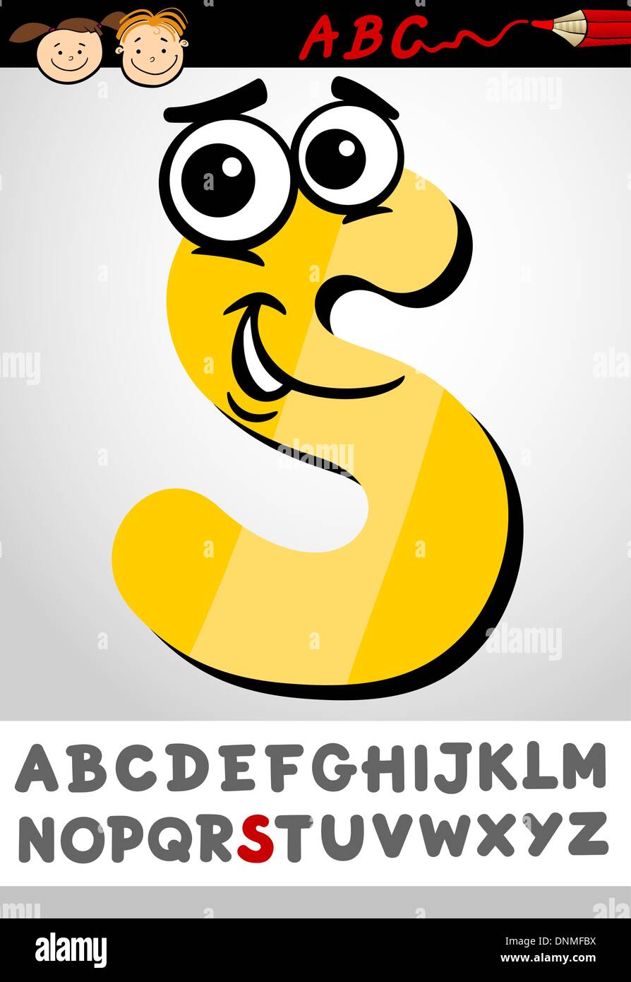 Cartoon Illustration of Cute Capital Letter S from Alphabet for ...