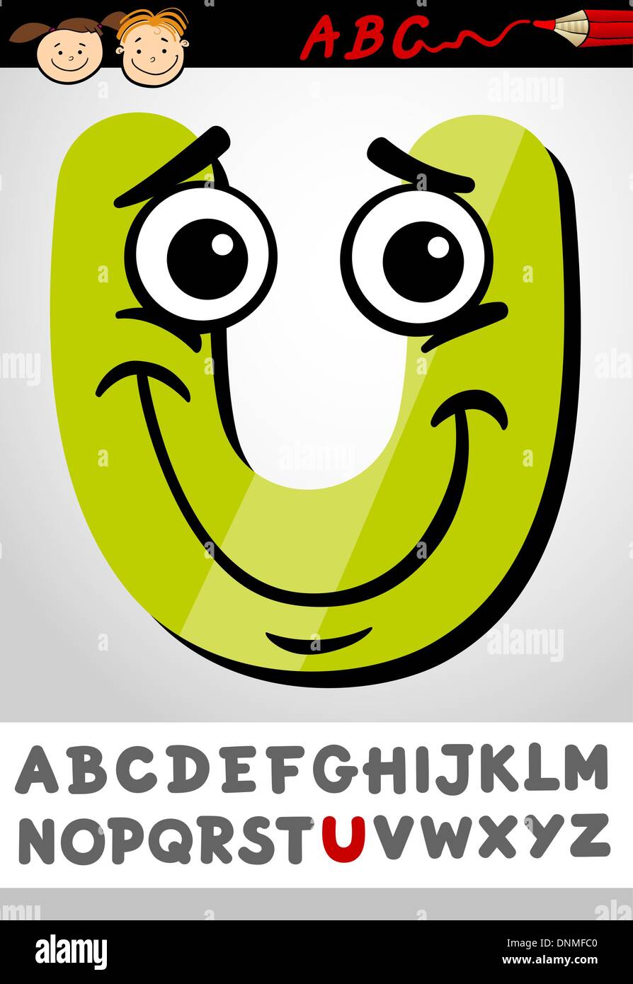 Cartoon Illustration of Cute Capital Letter U from Alphabet for ...