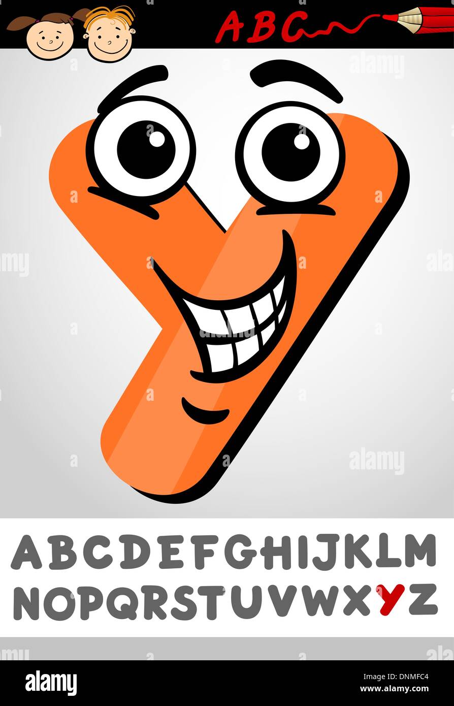 Cartoon Illustration of Cute Capital Letter Y from Alphabet for ...