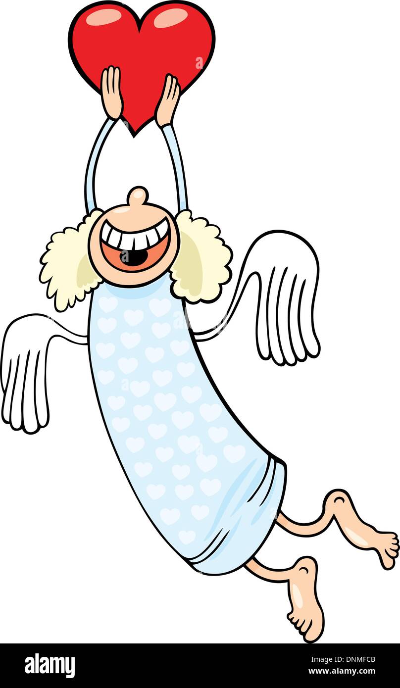 cartoon illustration of cute angel with heart Stock Vector Image & Art ...