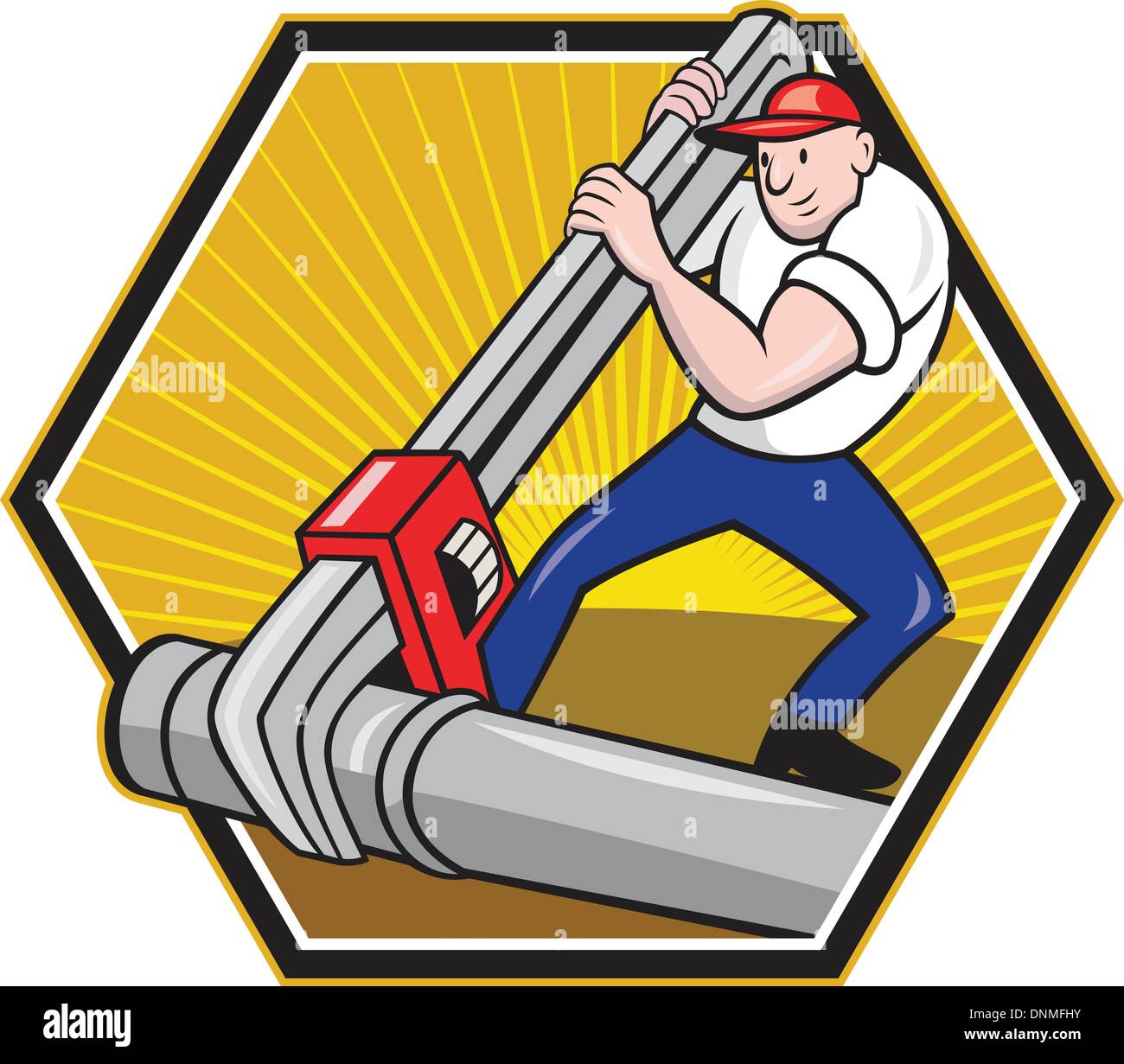 Plumber with pipes Stock Vector Images - Alamy