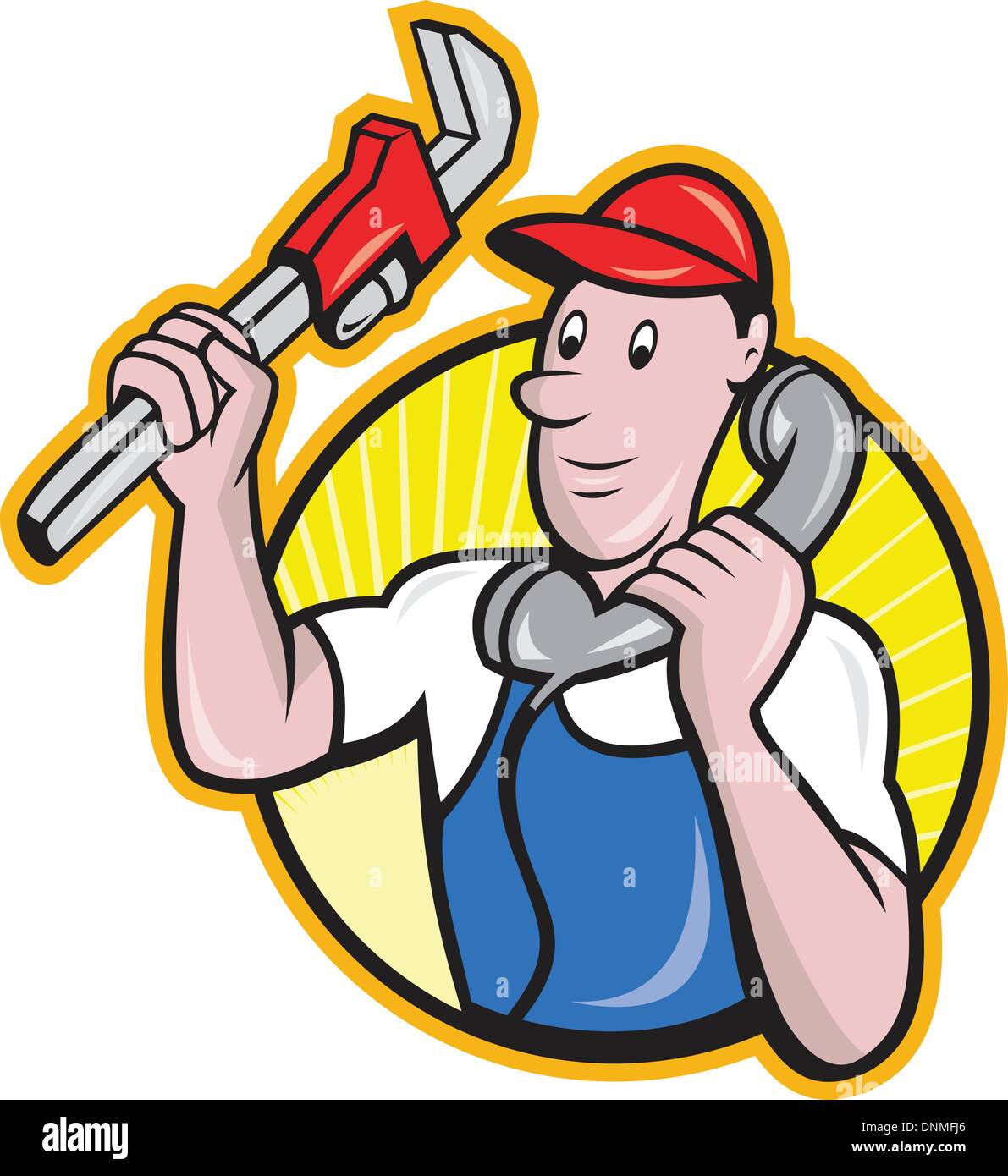 Cartoon illustration of a plumber worker repairman tradesman with ...