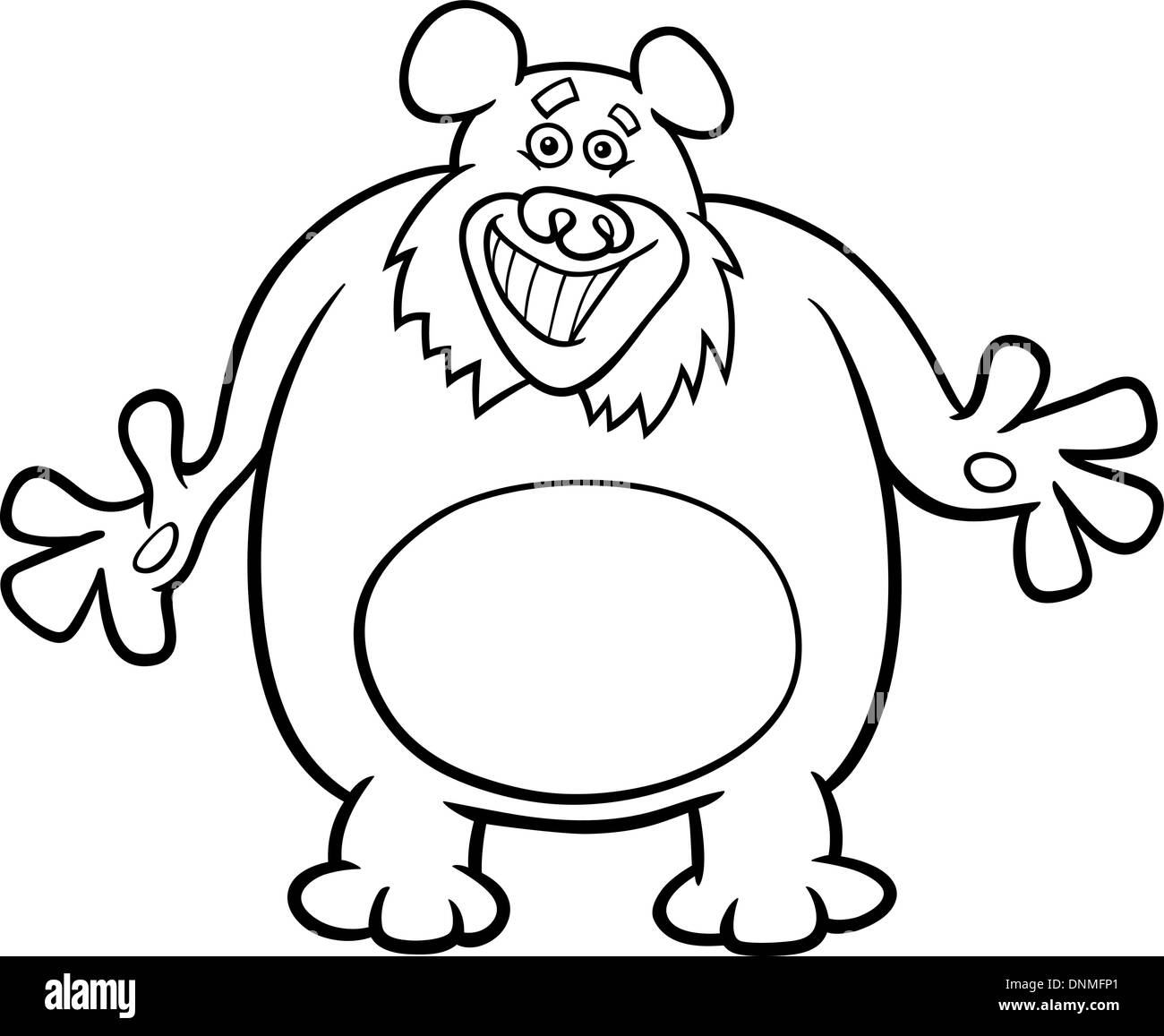 Black and White Cartoon Illustration of Funny Big Bear or Grizzly for ...