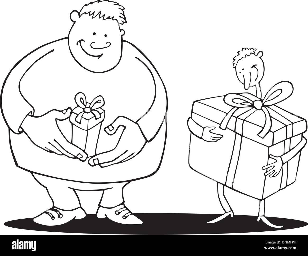 cartoon illustration of Friends with gifts for coloring book Stock ...