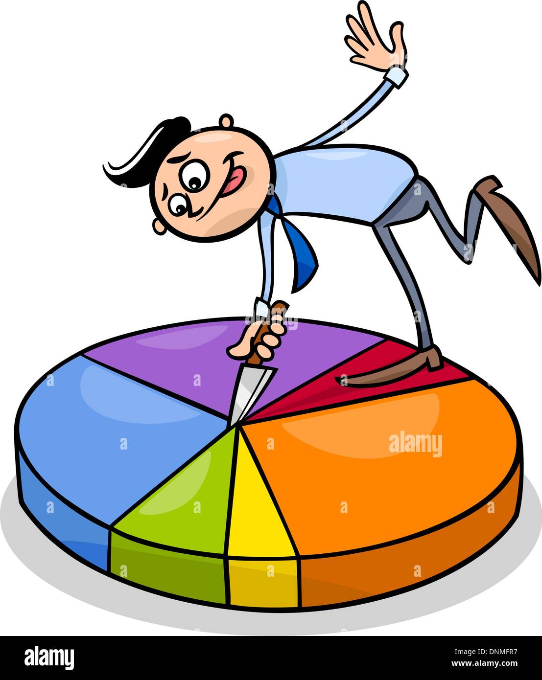 Concept Cartoon Illustration of Man or Businessman Cutting Piece of ...