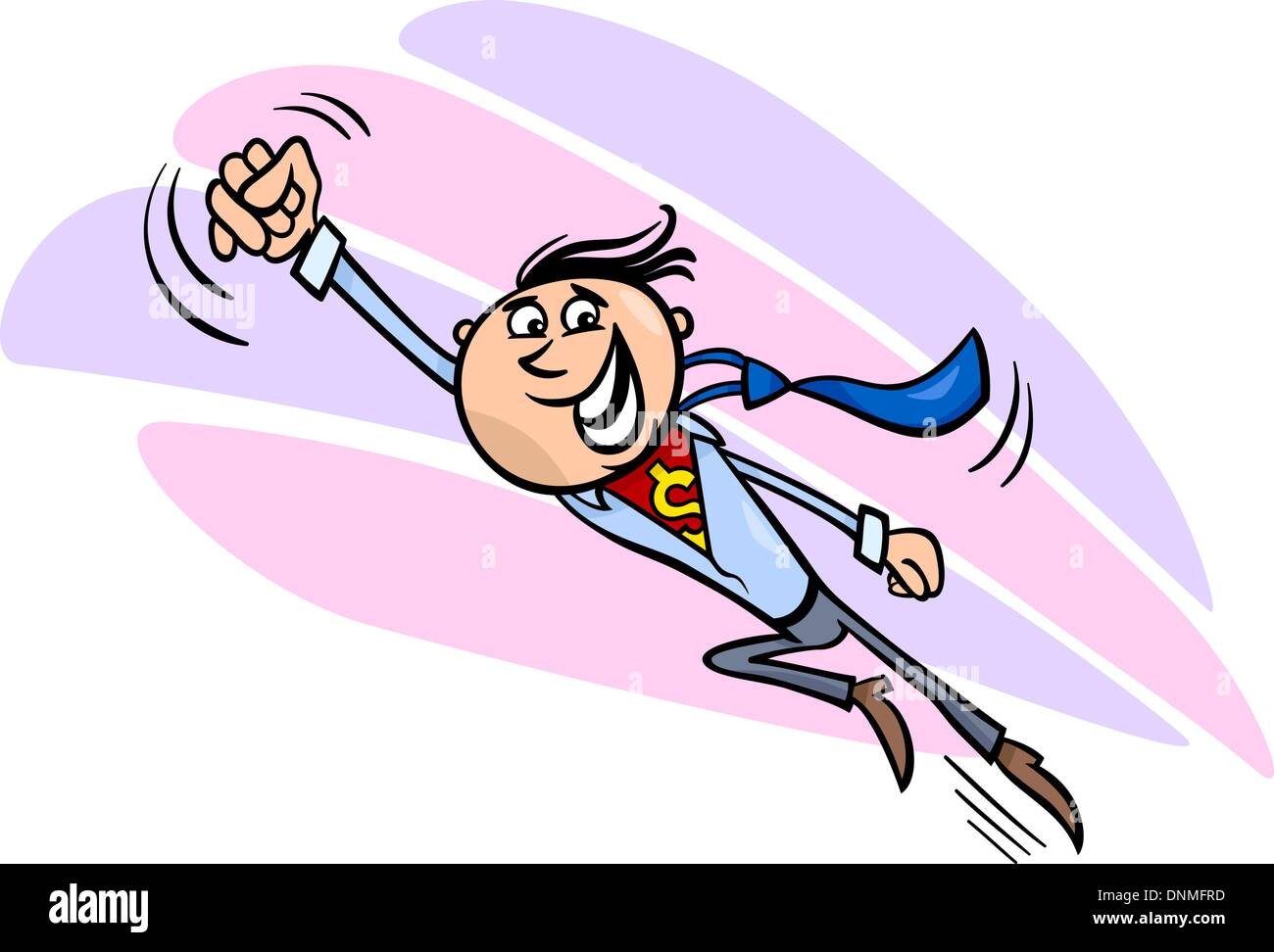 Concept Cartoon Illustration of Happy Man or Businessman as Flying ...