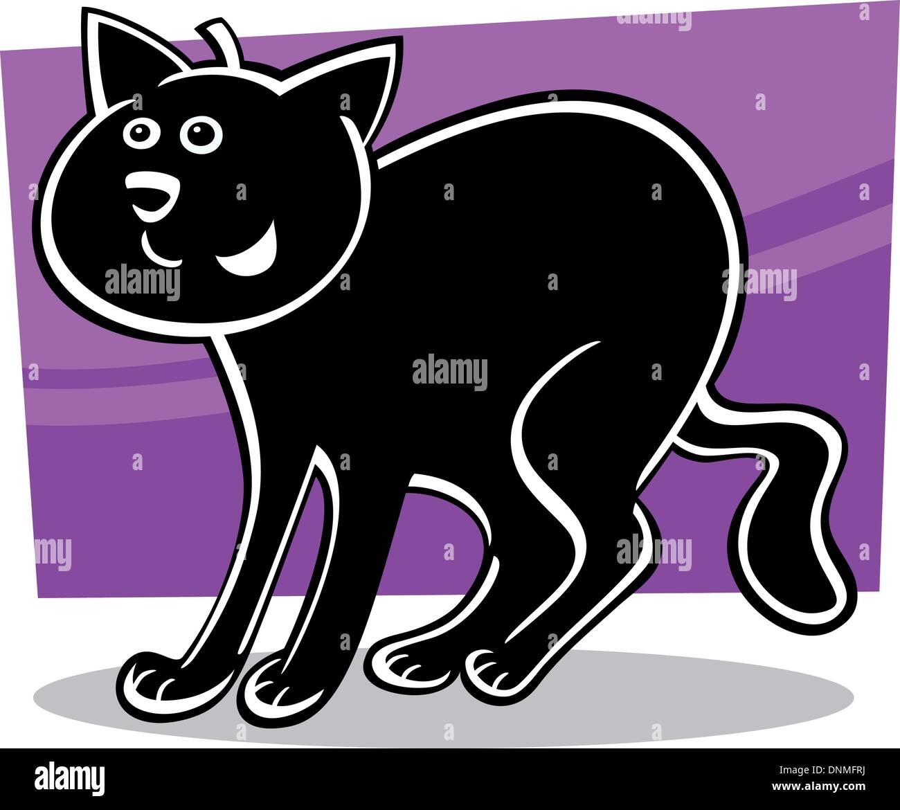 cartoon illustration of funny black cat or kitten Stock Vector Image ...