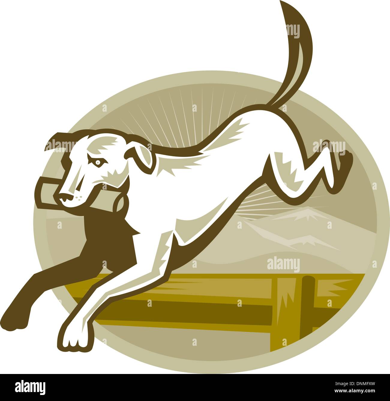 Illustration of a retriever dog training jumping hurdle obstacle done ...