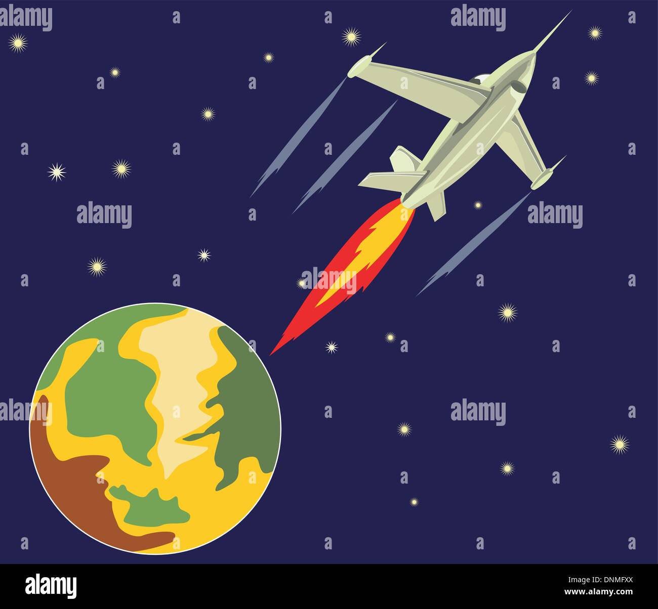 Illustration of fighter jet flying done in retro style Stock Vector ...