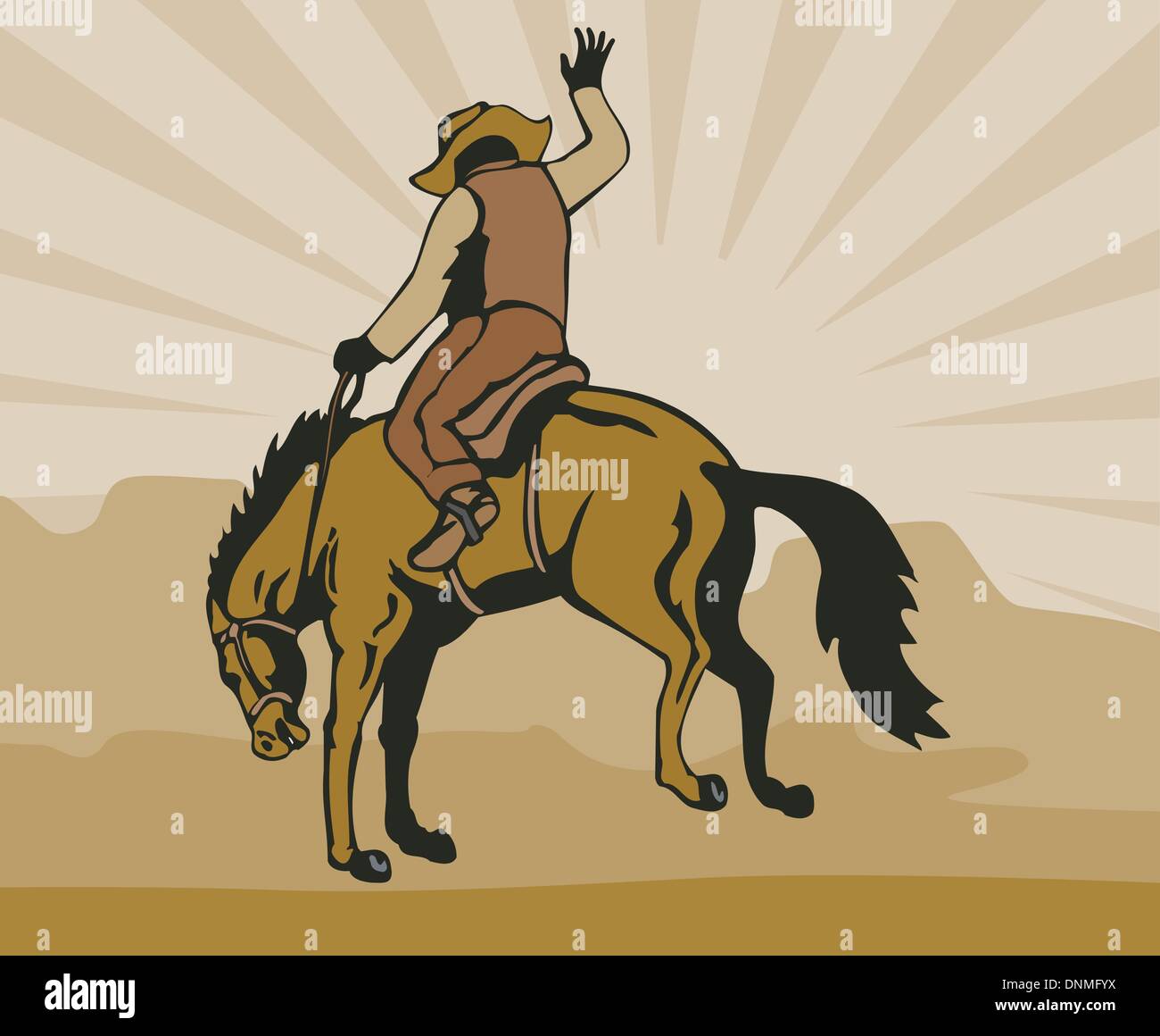 Cowboy On Bucking Horse Silhouette