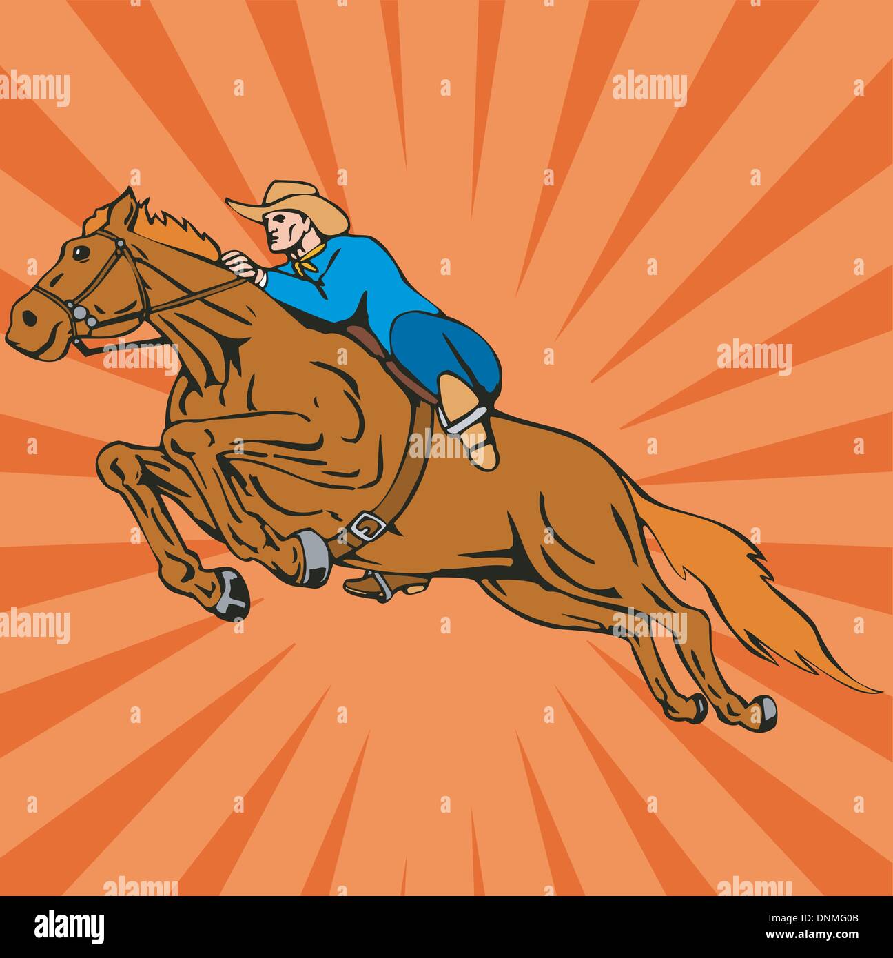 Cowboy riding horse rodeo in Stock Vector Images - Alamy