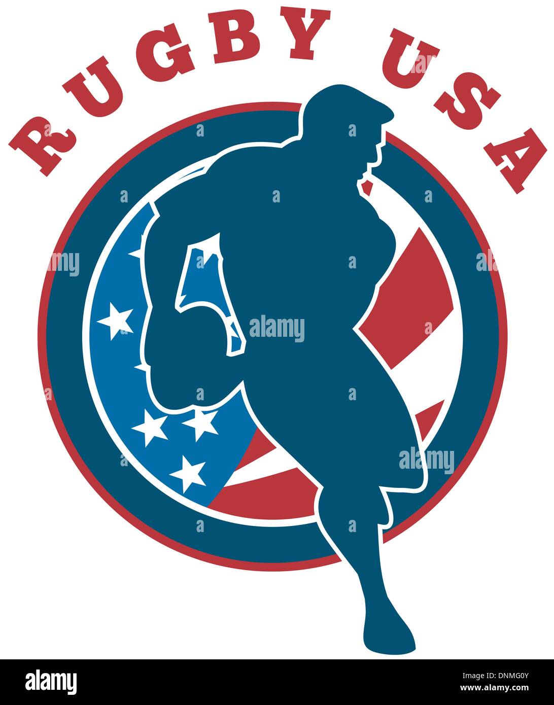 Illustration of a rugby player in action done in retro style Stock ...