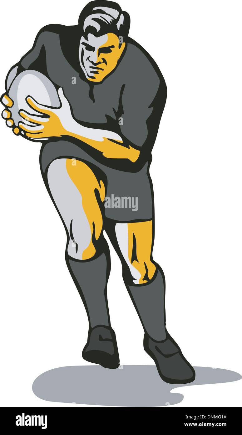 Illustration of a rugby player in action done in retro style Stock ...