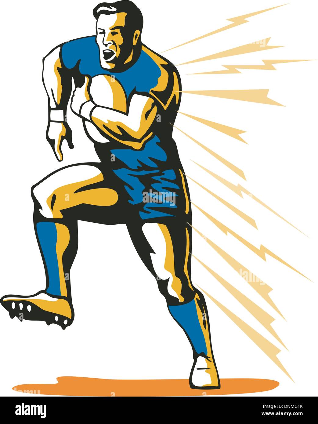 Illustration of a rugby player in action done in retro style Stock ...