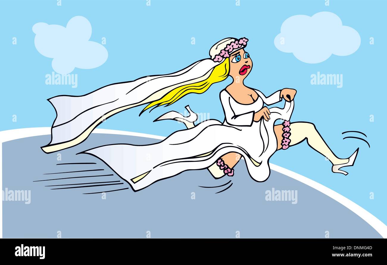 Cartoon illustration of running bride Stock Vector Image & Art - Alamy
