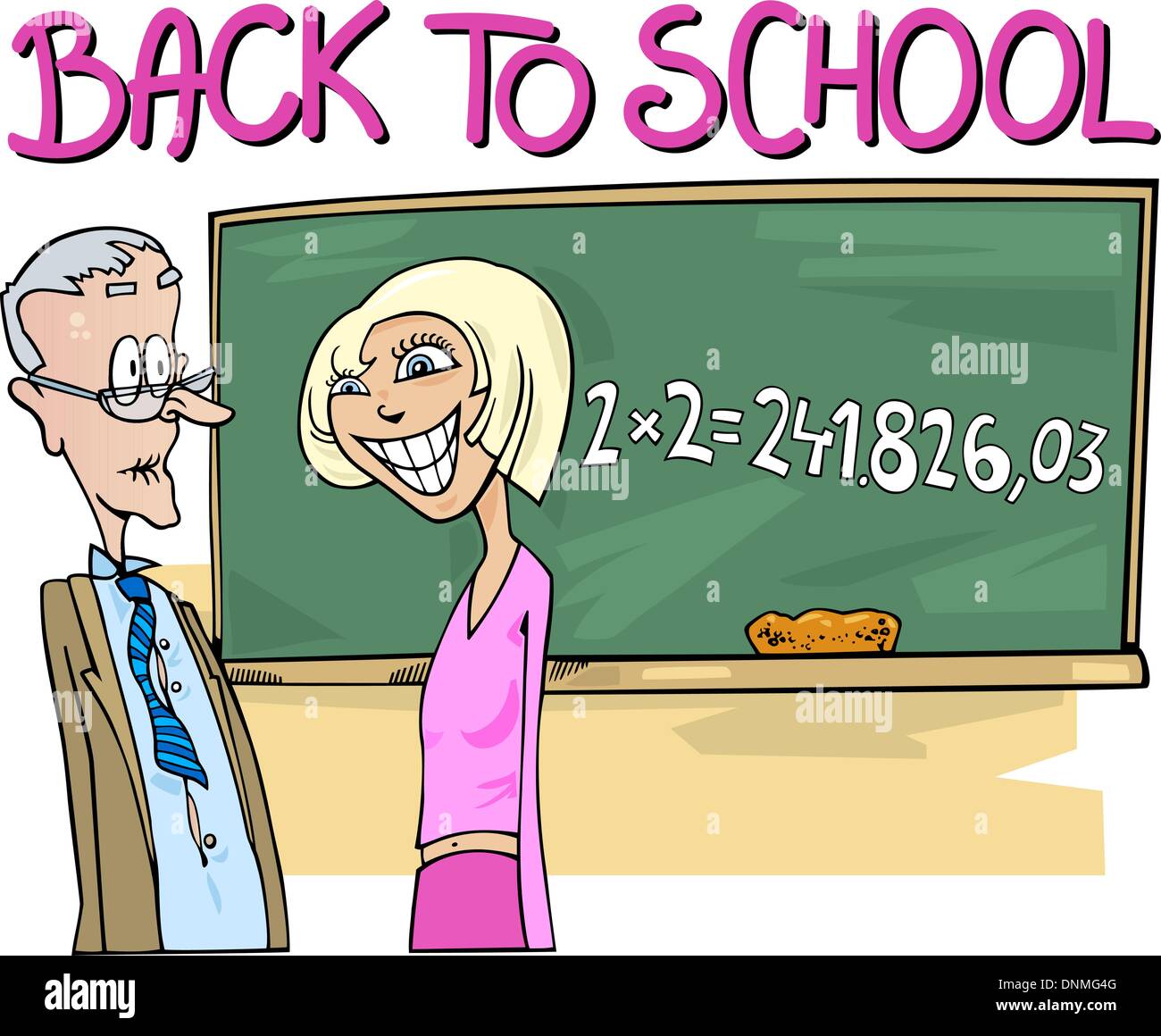 Back to School: Cartoon Humorous Illustration of Teenage Girl doing ...