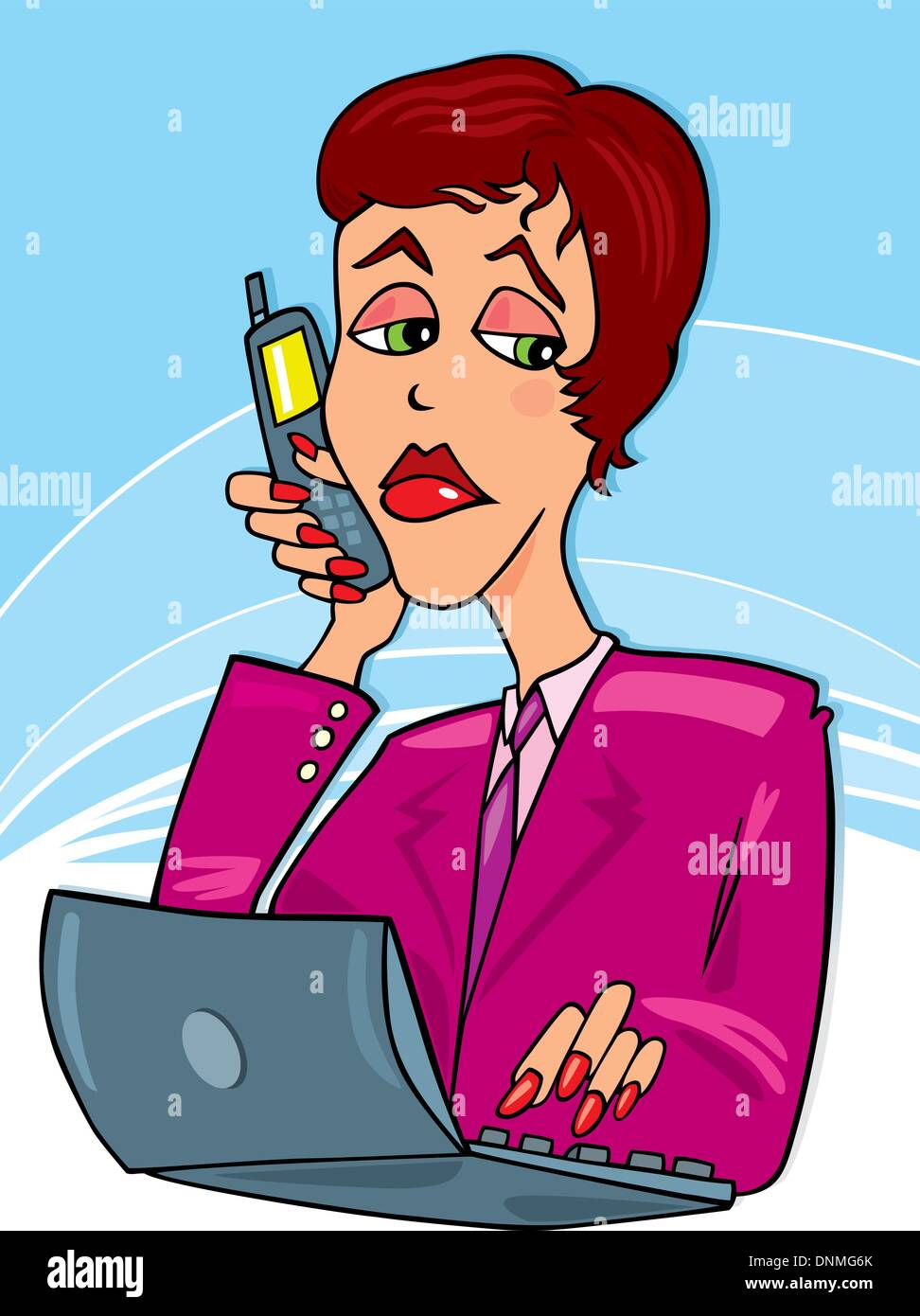 cartoon Illustration of businesswoman at work Stock Vector Image & Art ...
