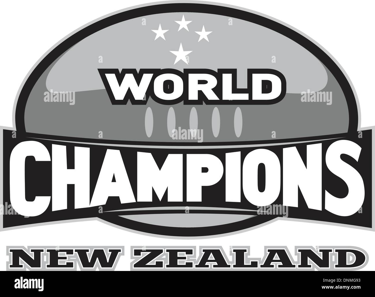 illustration of a rugby ball with words world champions New Zealand on ...