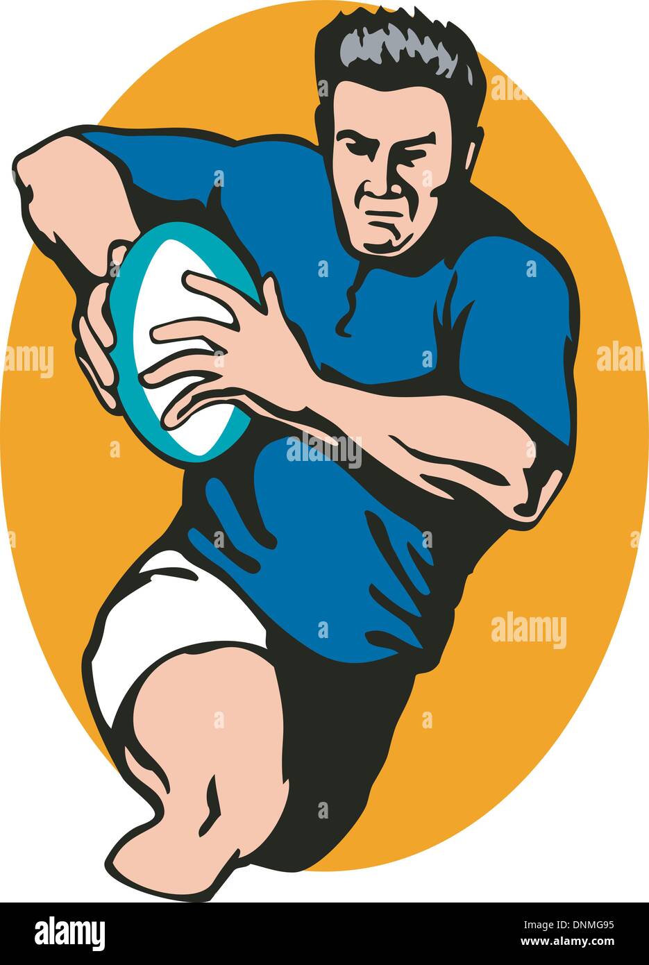 Illustration of a rugby player in action done in retro style Stock ...