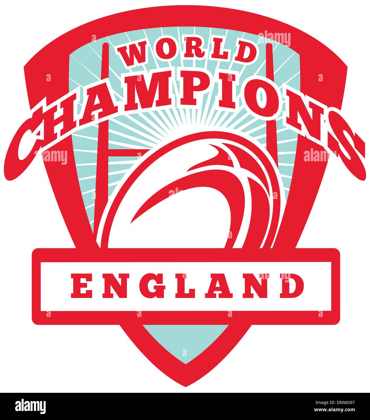 illustration of a rugby ball and goal post inside shield with words ...