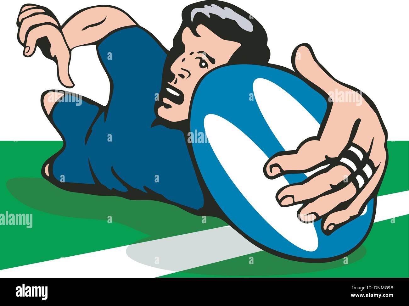 Illustration of a rugby player in action done in retro style Stock ...