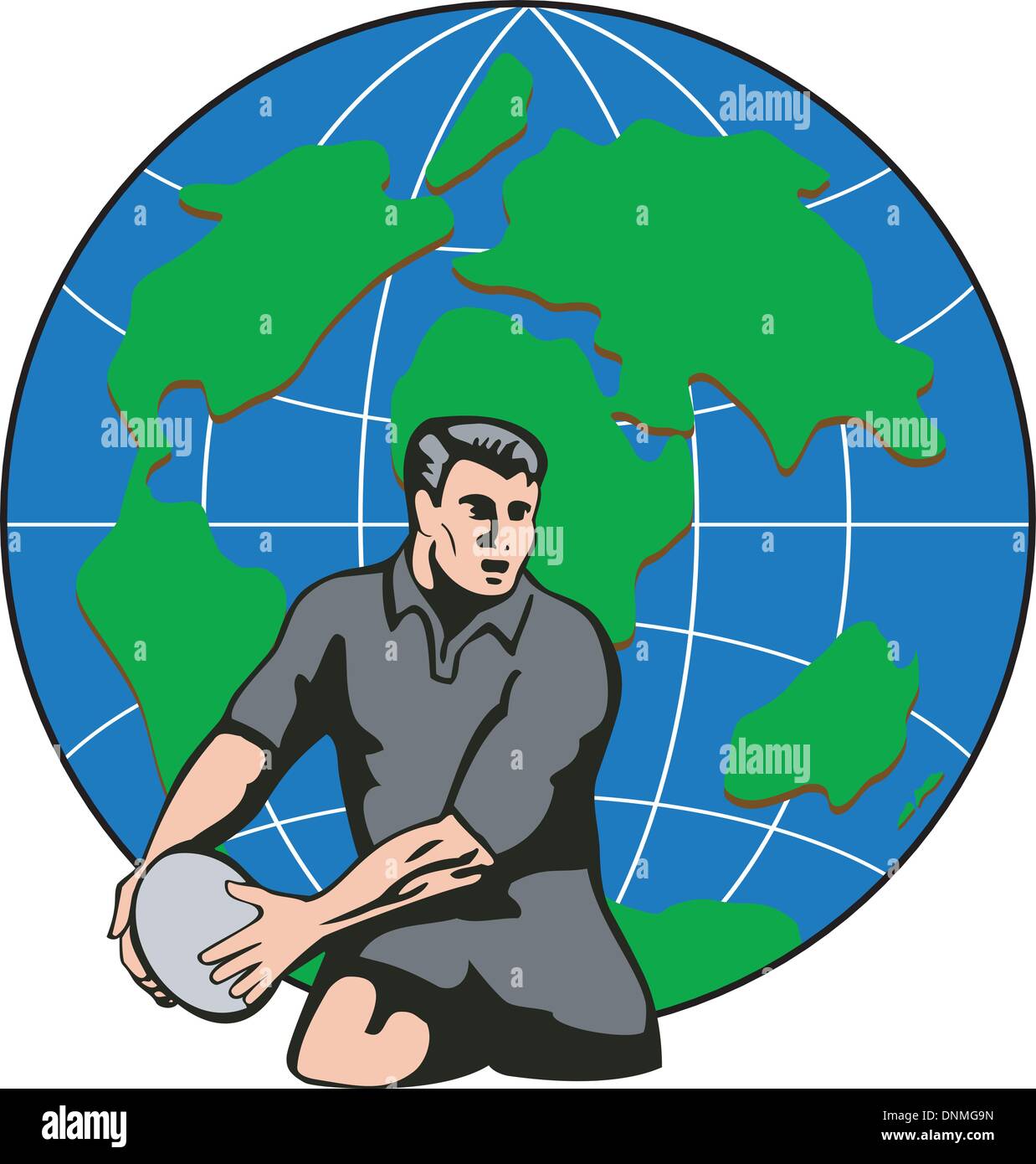 Illustration of a rugby player in action done in retro style Stock ...