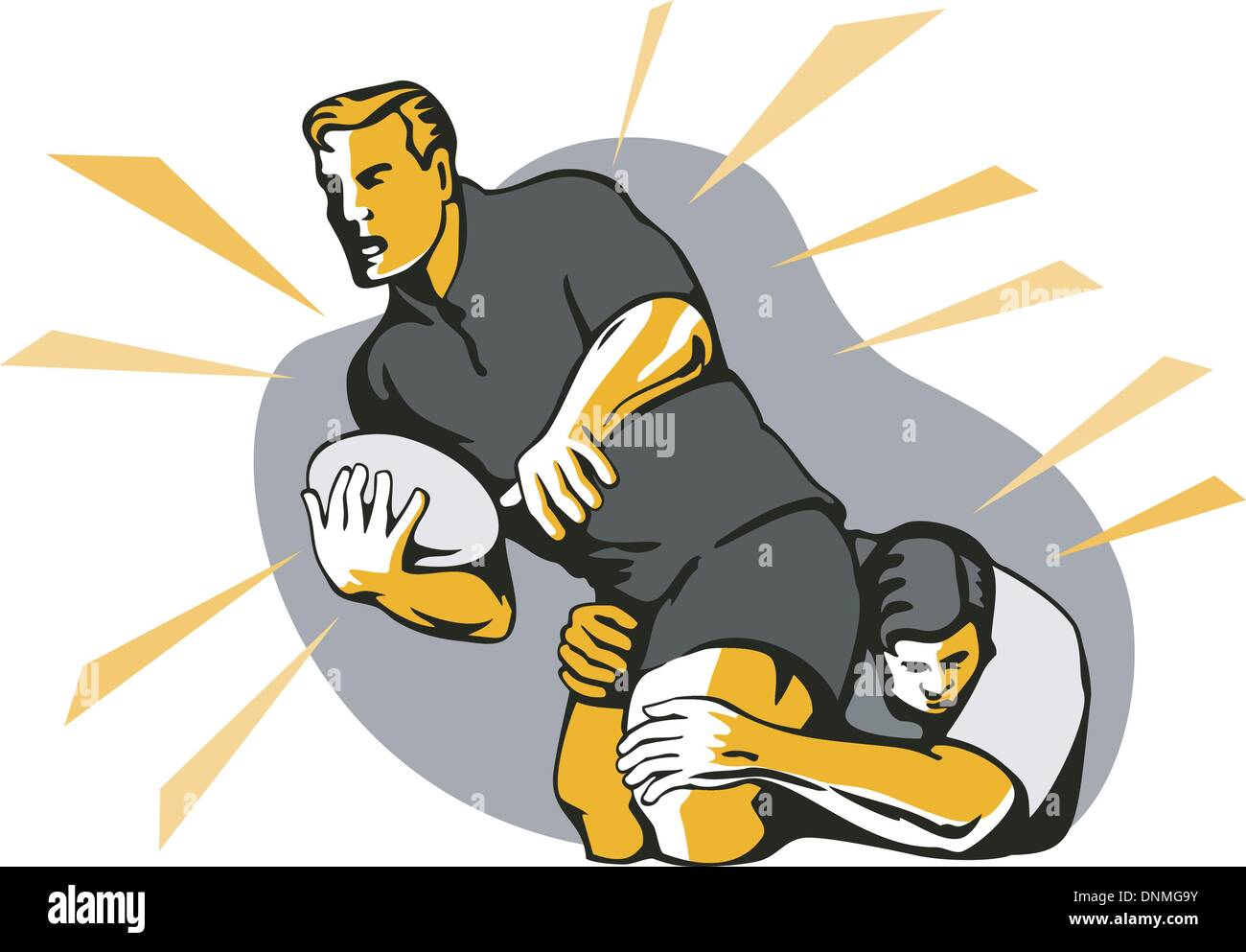 Illustration of a rugby player in action done in retro style Stock ...