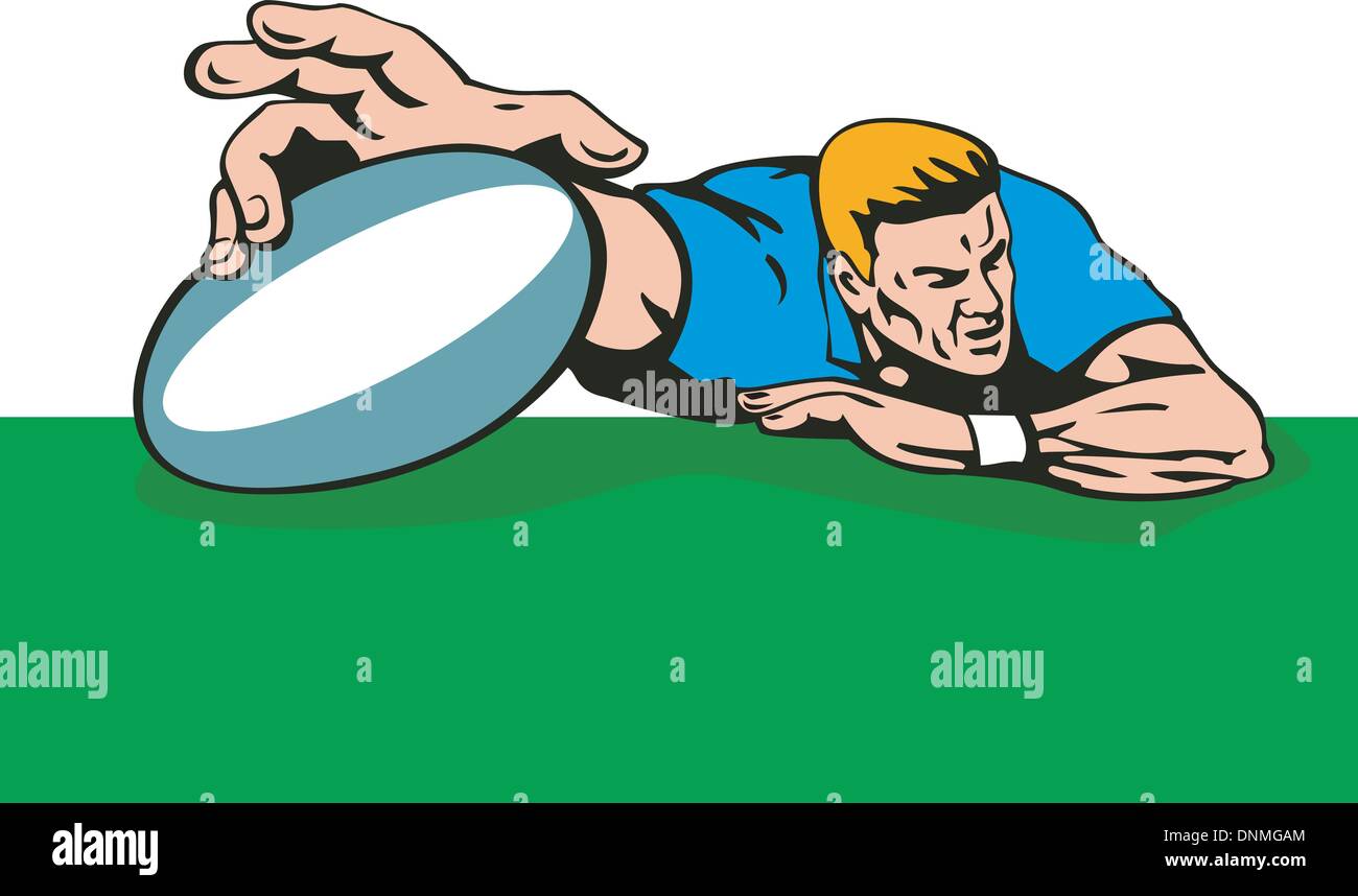illustration of a rugby player scoring a try on isolated background ...