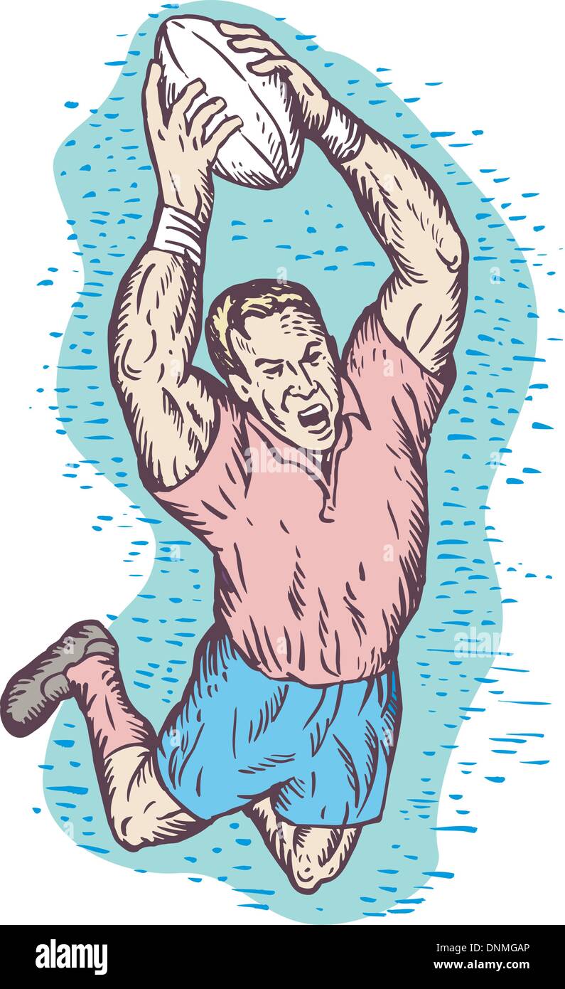 illustration of a rugby player scoring a try on isolated background ...