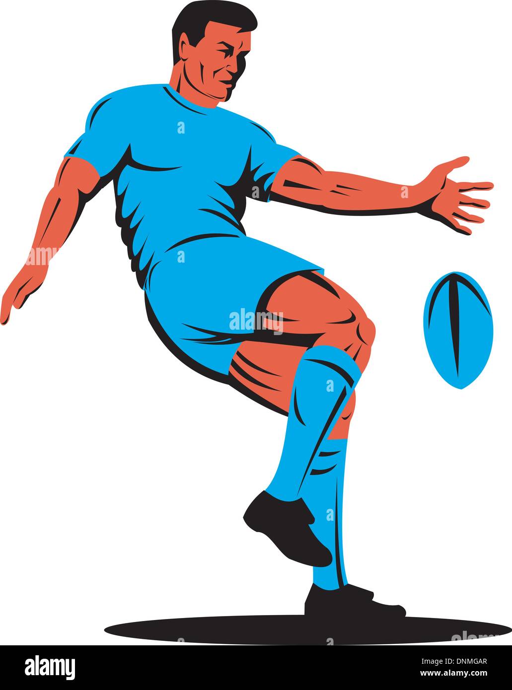 illustration of a rugby player kicking the ball on isolated background ...