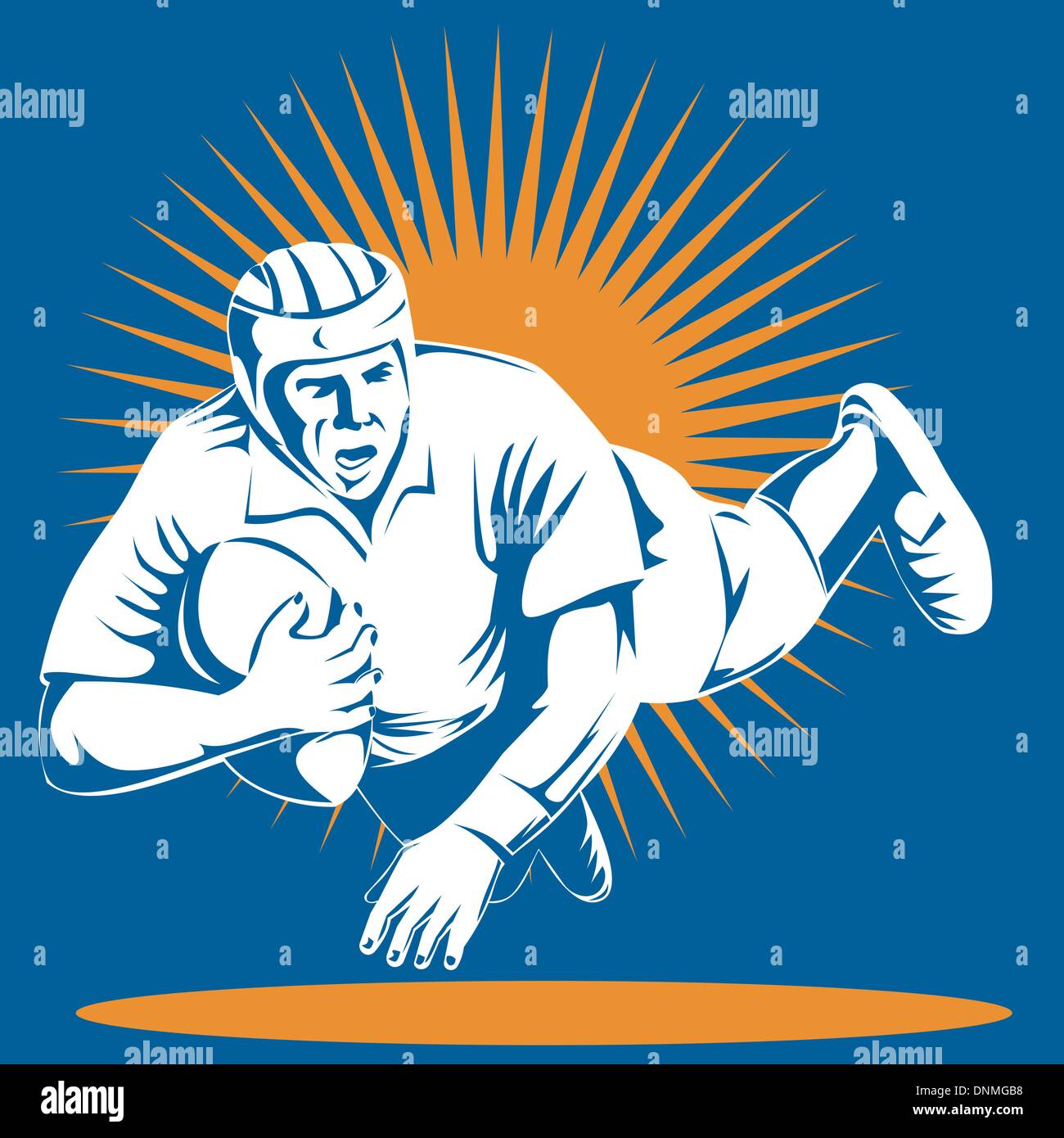 illustration of a rugby player scoring a try on isolated background ...