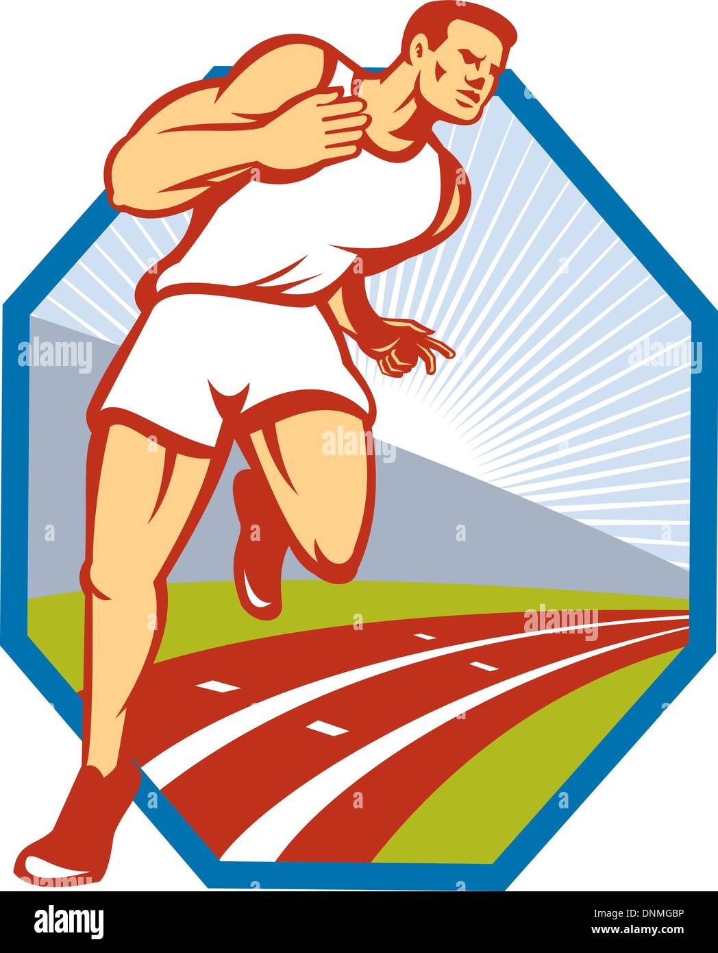 Illustration of a marathon runner track and field athlete running on ...