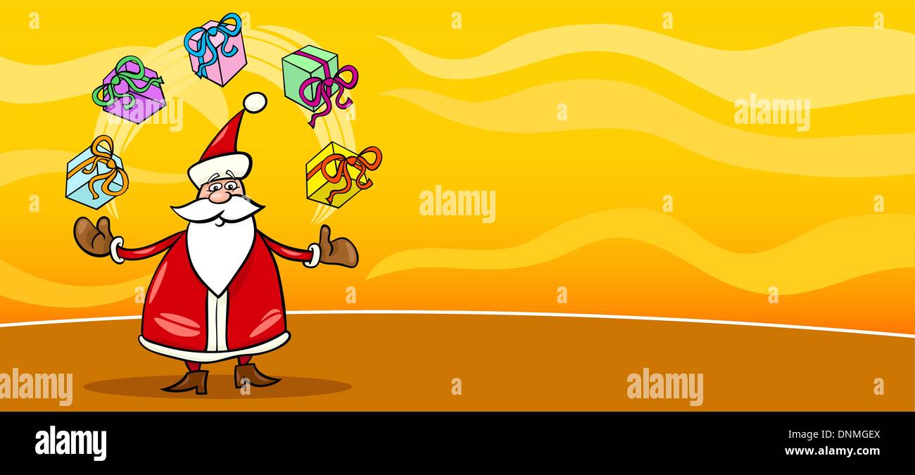 Greeting Card Cartoon Illustration of Santa Claus or Papa Noel with ...