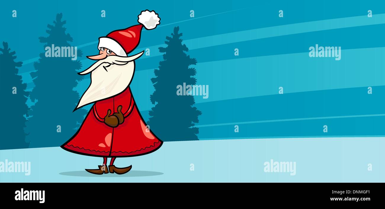 Greeting Card Cartoon Illustration of Funny Santa Claus or Papa Noel ...